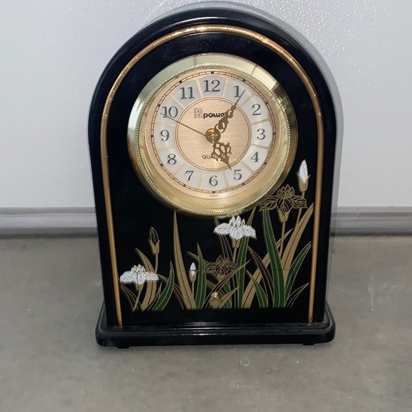 Wall Decor | Vintage Black Gold Floral Clock | Poshmark